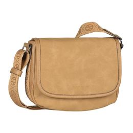 Tom Tailor Damen Tom Tailor Umh&auml;ngetasche &raquo;Yara&laquo; feines Nubukimtat mit Glattlederimitat sowie Gewebeband mit Logodruck beige B/H/T: 24cm x 19cm x 8cm