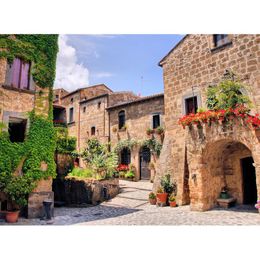 papermoon Fototapete &raquo;Italian Old Village&laquo; glatt bunt Vlies B/L: 3,5m x 2,6m, Bahnen: 7 Stk.