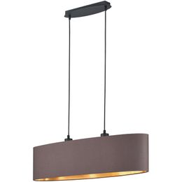 OTTO home Pendelleuchte &raquo;Jerrett&laquo; E27 1 Stk. H&auml;ngeleuchte 2-flammig, Schirm taupe und innen goldfarbig grau 2, H: 150cm, 1 Stk.