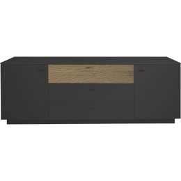 M&auml;usbacher Lowboard B/H/T: 207x72x45, inkl. Beleuchtung schwarz Holzwerkstoff B/H/T: 207cm x 72cm x 45cm, 1 Winkelschalter,1 Steckdosenkonverter 6W,mit 