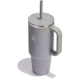 Hydro Flask Thermobecher &raquo;All Around Travel Tumbler in den Gr&ouml;&szlig;en 24 oz/ 32 oz / 40 oz&laquo; Thermo Cup mit Strohhalm, 709 ml/ 946 ml/ 1182 ml beige Edelstahl 32,13cm,