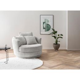 Home Affaire Drehsessel &raquo;MAISIE Cord, Love Seat XXL, Lese-Sessel BIG-&laquo; Sessel in MEGA CORD u. Web-Velours, 360 Grad drehbar grau Cord, B/H/T: 120cm x 