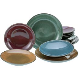 Creatable Tafelservice &raquo;Geschirr-Set Marrakesch&laquo; Teller Set, Service, mit Vintage Aussenrand, 12 Teile, f&uuml;r 4 Personen bunt Steinzeug 12 Stk.