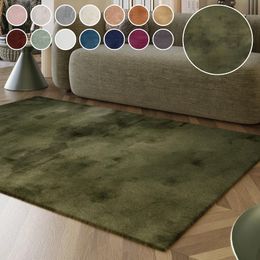 Esprit Hochflor-Teppich &raquo;Alice ESP-4377, Kunstfell&laquo; rechteckig 25 mm H&ouml;he Kaninchenfell-Haptik, besonders weich und dicht, f&uuml;r alle R&auml;ume gr&uuml;n Kunstfaser B :