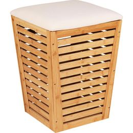 Wenko W&auml;schekorb &raquo;Bambusa&laquo; mit Sitzpolster beige Bambus, Baumwolle, Polyester 55 l