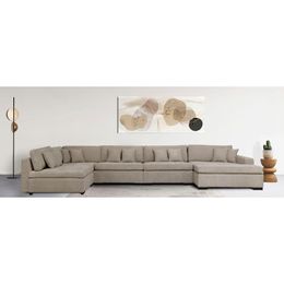 Home Affaire Wohnlandschaft &raquo;Skara XXL U-Form&laquo; Lounge-Sofa XXL mit Federkern-Polsterung, in vielen Bezugsvarianten beige 100% Polyester B/H/T: 510cm x