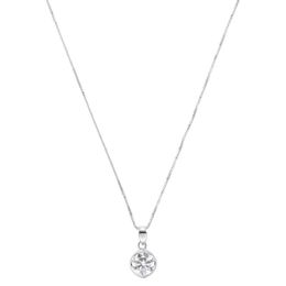 Amor Damen Kette mit Anh&auml;nger &raquo;Classic Sparkle&laquo; mit Zirkonia (synth.) bunt mit Zirkonia, Wei&szlig;gold 375, L: 45