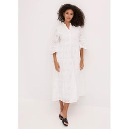 bonprix Damen bonprix Midikleid aus reiner Baumwolle, A-Linien-Passform, 3/4-&Auml;rmel, mit Stehkragen 40, N-Gr