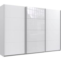 wimex Schwebet&uuml;renschrank &raquo;Norderstedt&laquo; INKLUSIVE 2 Stoffboxen und 2 zus&auml;tzliche Einlegeb&ouml;den, mit Glast&uuml;r wei&szlig; Holzwerkstoff Wei&szlig;, B/H/T: 313cm x 236cm x 