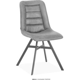 OMG Design Esszimmerstuhl &raquo;Niels&laquo; (Set) 2 Stk.Esszimmerstuhl, pflegeleichter Bezug grau Polyester B/H/T: 47cm x 88,5cm x 62,5cm, 2 Stk., Stoff 