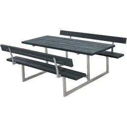 Plus Garten-Essgruppe &raquo;&raquo;Basic&laquo; Kombim&ouml;bel mit 2 R&uuml;ckenlehnen&laquo; 1 Stk. tlg. 177x184x75/45 cm grau Polywood, Stahl B/H/T: 184cm x 75cm x 177cm