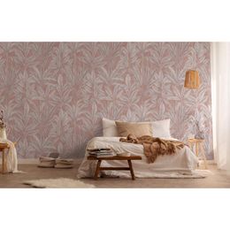 Livingwalls living walls Fototapete &raquo;Moderne Dschungeltapete&laquo; gemustert matt neutral glatt Fototapete Pflanzen Floral Tapeten Wohnzimmer Schlafzimmer K&uuml;che Optik 