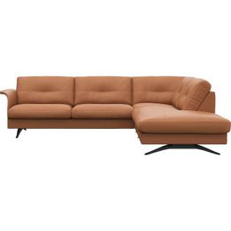 FLEXLUX Ecksofa &raquo;Glow, super bequem durch hochwertigem Sitzaufbau mit Federkern, L-Form&laquo; Skandinavisches Design, In hochwertiger Verarbeitung braun 