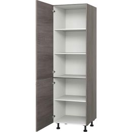 KOCHSTATION Vorratsschrank &raquo;KS-Trea SV60-195&laquo; H&ouml;he 195 cm, Breite 60 cm grau eichefarben grau, B/H/T: 60cm x 195cm x 56cm, T&uuml;ren: 1 Stk. T&uuml;ranschlag 