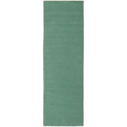 CarpetFine Wollteppich &raquo;Gabbeh Lola Uni&laquo; rechteckig 14 mm H&ouml;he mit nat&uuml;rlichem Pflanzenmaterial von Hand gewebt, auch in Rund blau Wolle B : 80cm 1 