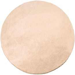 Paco Home Fellteppich &raquo;Rabbit 780&laquo; rund 26 mm H&ouml;he Kunstfell, Kaninchenfell-Haptik, echter Kuschelteppich, Uni-Farben beige Polyester &Oslash; 120cm 1 Stk., 26mm, &Oslash; 
