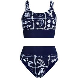 LANDS' END Komfort-Midkini, Damen, size: regular, Blau, Elasthan/Metall/Nylon-Mischung, by Lands' End