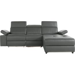 Home Affaire Ecksofa &raquo;Kilado, L-Form,&laquo; mit Relaxfunktion, verstellbarer Armlehne, Kopfteilverstellung grau Echtleder/Kunstleder B/H/T: 259cm x 98cm x 