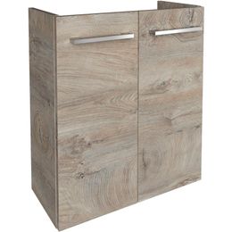 Fackelmann Waschbeckenunterschrank &raquo;SBC&laquo; Badm&ouml;bel f&uuml;r G&auml;ste-WC, Breite ca. 55 cm braun Nature-Oak-Optik/Braun, B/H/T: 52cm x 60cm x 24,3cm, T&uuml;ren: 2 