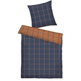 Tom Tailor HOME Bettw&auml;sche &raquo;LARGE CHECK in Gr. 135x200cm oder 155x220cm&laquo; 2 Stk. new bedroom, gewebtes Label blau Flanell, Obermaterial: 100% Baumwolle