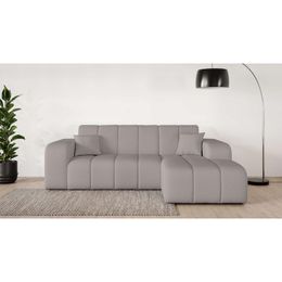 OTTO home Ecksofa &raquo;CASSY L-Form, Schlafsofa mit Bettkasten, Ma&szlig;e B/T/H: 245/165/88 cm&laquo; mit 2 R&uuml;ckenkissen, Recamiere rechts oder links bestellbar grau