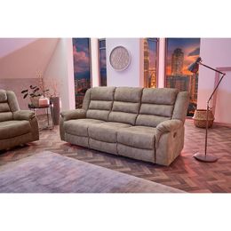 Jockenh&ouml;fer 3-Sitzer &raquo;Cleveland, B: 212 cm&laquo; mit Relax- & Liegefunktion, Federkern-Polsterung grau B/H/T: 212cm x 103cm x 93cm, Microfaser VINTAGE, Relaxfunktion