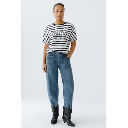 Oui Shirt in Wei&szlig;/ Blau - 54% | Gr&ouml;&szlig;e 34 | Damen-tops