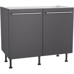 KOCHSTATION Sp&uuml;lenschrank &raquo;KS-Bern2&laquo; Breite 100 cm, 2 T&uuml;ren grau Holzwerkstoff B/H/T: 100cm x 87cm x 58,4cm, T&uuml;ren: 2 Stk.