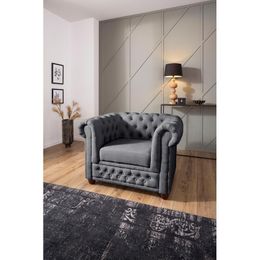 Home Affaire Chesterfield-Sessel &raquo;New Castle Sessel&laquo; hochwertige Knopfheftung, B/T/H: 104/86/72 cm schwarz Struktur weich, B/H/T: 104cm x 72cm x 86cm