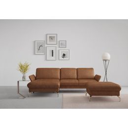 Sit & More sit&more Ecksofa &raquo;Fashion L-Form&laquo; wahlweise mit Kopfteilverstellung, Vorziehsitz, motorisch, Nickelf&uuml;&szlig;e braun B/H/T: 253cm x 84cm x 165cm, Luxus-