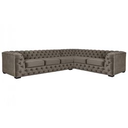 Home Affaire Chesterfield-Sofa &raquo;KALINA L-Form&laquo; hochwertig Chesterfield-Ausf&uuml;hrung braun 100% Polyester B/H/T: 307cm x 67cm x 227cm, Samtvelours, 