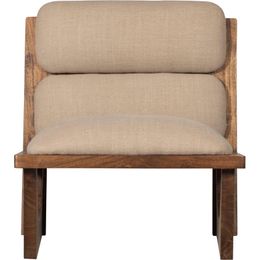 Woood Loungesessel &raquo;Opulent mit Boucl&eacute;-Bezug und Akazienholz-Gestell B 70 x T 80 x H 75 cm&laquo; Sichtbare Maserung, Tragkraft 150 kg, vollst&auml;ndig montiert