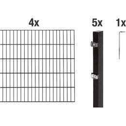 Alberts Doppelstabmattenzaun &raquo;Grundset&laquo; H&ouml;he: 80-200 cm, Gesamtl&auml;nge: 4-30 m, zum Einbetonieren Stahl H/L: 120cm x 8m