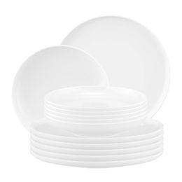Seltmann Weiden Tafelservice &raquo;Sento Home, Geschirr-Set, 12-teilig&laquo; Teller Set, harmonisch geschwungene Form wei&szlig; Porzellan 12 Stk.