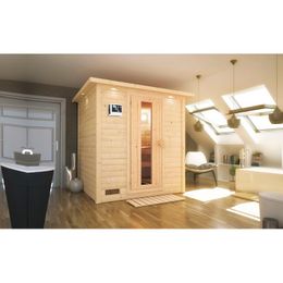 Karibu Sauna &raquo;Menja&laquo; Set, Ofen 9 kW Bio externe Strg easy beige Bio-Kombiofen, externe Steuerung, 9 kW