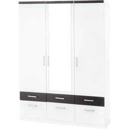 Priess Kleiderschrank schwarz-wei&szlig; Holzwerkstoff B/H/T: 140cm x 193cm x 56cm, T&uuml;ren: 3 Stk.