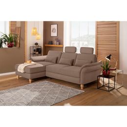 Home Affaire Ecksofa &raquo;Palace L-Form&laquo; incl. Sitztiefenverstellung, wahlweise mit Schlaffunktion und Stauraum braun Struktur fein (100% Polyester);