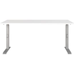 Germania Schreibtisch &raquo;Downey&laquo; h&ouml;henverstellbar von 68-91 cm, verf&uuml;gbar in verschiedenen Breiten wei&szlig; B/H/T: 160cm x 91cm x 80cm, Gestellfarbe Silber