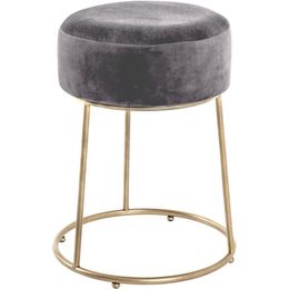 HAKU Hocker &raquo;Pouf, Schemel, Stockerl&laquo; rund - aus Textil Anthrazit - &Oslash;/H 30/46 cm gold Bezug 100% Polyester B/H/T: 30cm x 46cm x 30cm