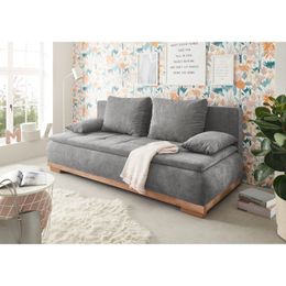 ED EXCITING DESIGN Schlafsofa &raquo;Mila&laquo; mit Bettkasten & 2 Armlehnenkissen grau 95% Polyester, 5% Nylon B/H/T: 208cm x 93cm x 105cm, Microvelours
