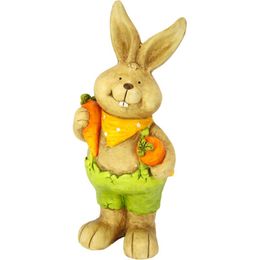 I.GE.A. Dekofigur &raquo;Deko Osterhase mit Karotten&laquo; Figur 46 cm Deko Hase Osterdeko Hasenfigur Fr&uuml;hling Ostern Ostereier Magnesia B/H/T: 20cm x 46cm