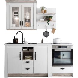 Home Affaire K&uuml;chenzeile &raquo;Florenz, K&uuml;che in Pinie Wei&szlig;, mit Herdumbau, ohne E-Ger&auml;te&laquo; Set, Breite 191 cm, mit verschn&ouml;rkelten Metallgriffen, 