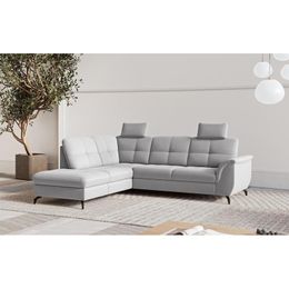 Sit & More sit&more Ecksofa &raquo;Zora&laquo; wahlweise mit Schlaffunktion und Bettkasten grau 95% Polyester 5% Polyamid B/H/T: 244cm x 92cm x 212cm, Flachgewebe LINO, 