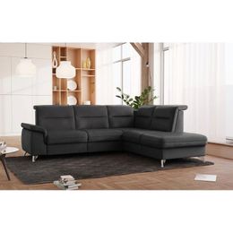Sit & More sit&more Ecksofa &raquo;Astoria L-Form&laquo; wahlweise mit motorischer Relaxfunktion grau 100% Polyester B/H/T: 256cm x 91cm x 225cm, Luxus-Microfaser in 