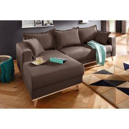 Home Affaire Ecksofa &raquo;Edina L-Form&laquo; auch in Baumwollmix-Bezug, im skandinavischem Stol braun Webstoff (100% Polyester);Baumwollmix (50% Baumwolle, 50%