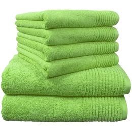 Dyckhoff Handtuch Set &raquo;Brillant&laquo; Set 6 Stk. Walkfrottee mit Streifenbord&uuml;re;4 Handt&uuml;cher (50x100cm), 2 Duscht&uuml;cher (70x140cm) gr&uuml;n Walkfrottee, Obermaterial: 
