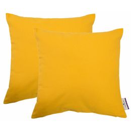 Tom Tailor HOME Dekokissen &raquo;Dove&laquo; unifarben, Kissenh&uuml;llen ohne F&uuml;llung, 2er Pack gelb Baumwolle B/L: 58cm x 58cm, 2 Stk.
