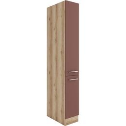 Optifit Apothekerschrank &raquo;Bella&laquo; Breite 30 cm, H&ouml;he 206,8 cm, 2 Ausz&uuml;ge rot Holzwerkstoff wildeiche, B/H/T: 30cm x 206,8cm x 60cm, Schubladen: 2 Stk.