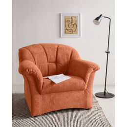 DOMO collection Sessel &raquo;Papenburg zeitlose R&uuml;ckensteppung, elegante Armlehne&laquo; in gro&szlig;er Farbvielfalt orange Struktur ( 90% Polyester, 10% Polyacryl);