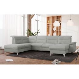 Sit & More sit&more Wohnlandschaft &raquo;Astoria U-Form&laquo; wahlweise mit motorischer Relaxfunktion grau 100% Polyester B/H/T: 327cm x 91cm x 225cm, Flachgewebe, 